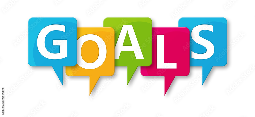 Goals - letters written in beautiful boxes on white background Stock ...