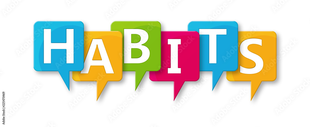 Habits - letters written in beautiful boxes on white background Stock ...