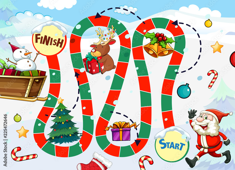 Santa claus board game template Stock Vector | Adobe Stock