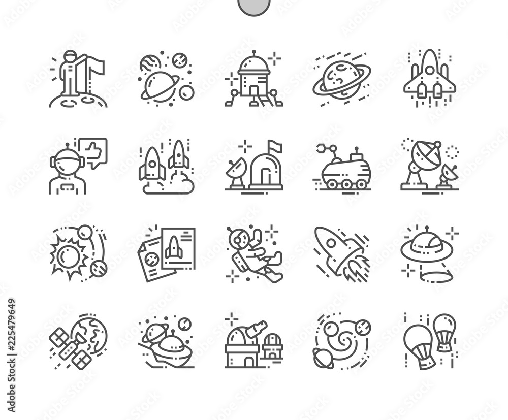 Space exploration Well-crafted Pixel Perfect Vector Thin Line Icons 30 ...