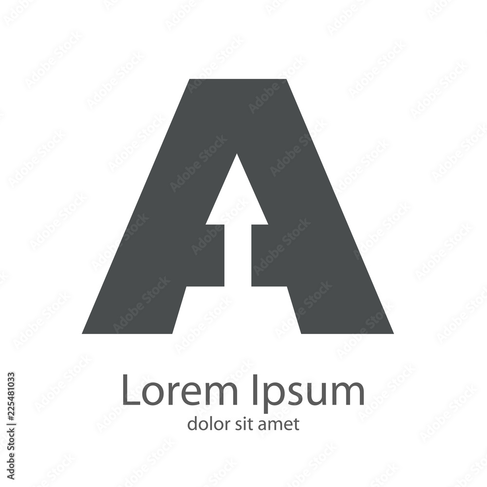 Letra A con flecha vertical espacio negativo gris Stock Vector | Adobe ...