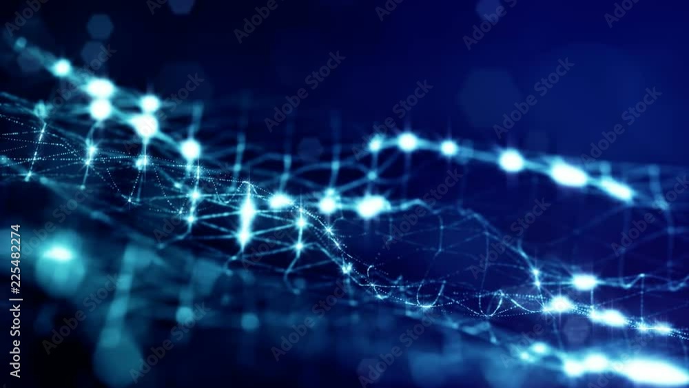 Vidéo Stock 3d render loop sci-fi animation with glow particles form rolling strings structures ...