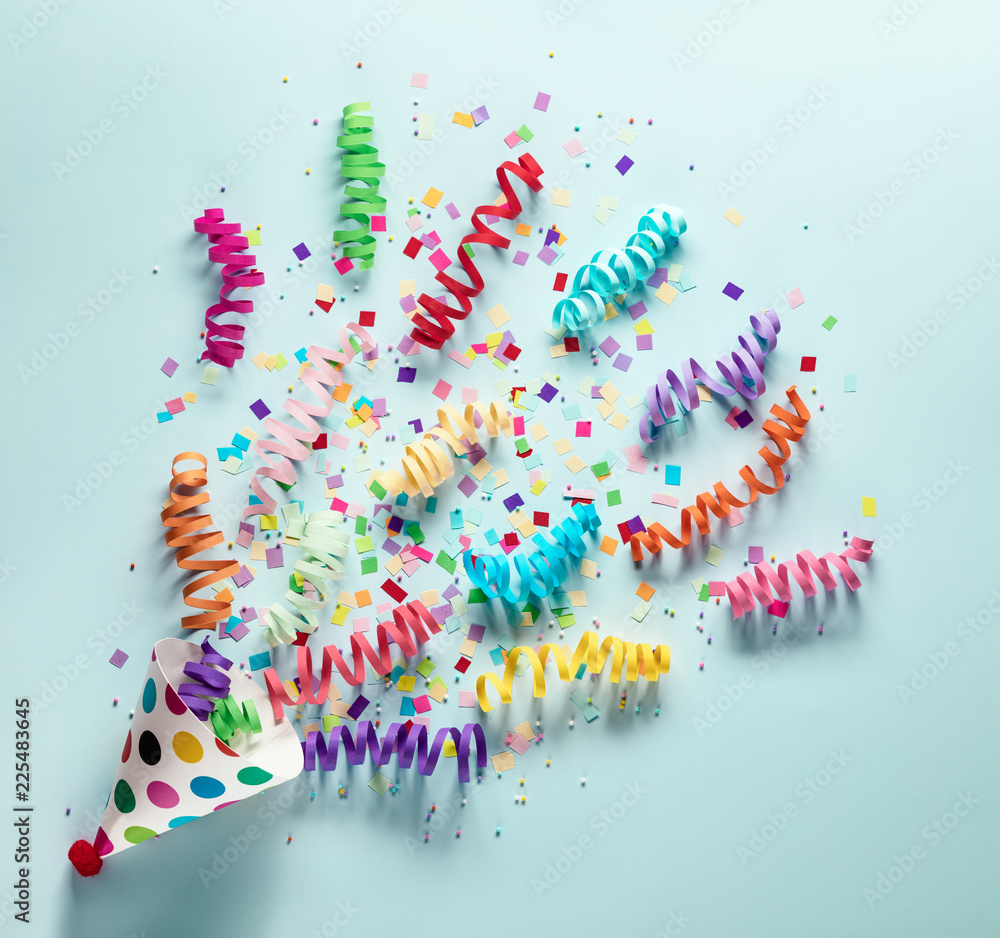 Exploding party popper Stock Photo | Adobe Stock