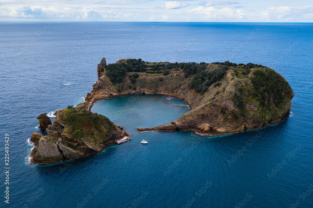 Islet of Vila Franca do Campo formed by the crater of an old underwater ...