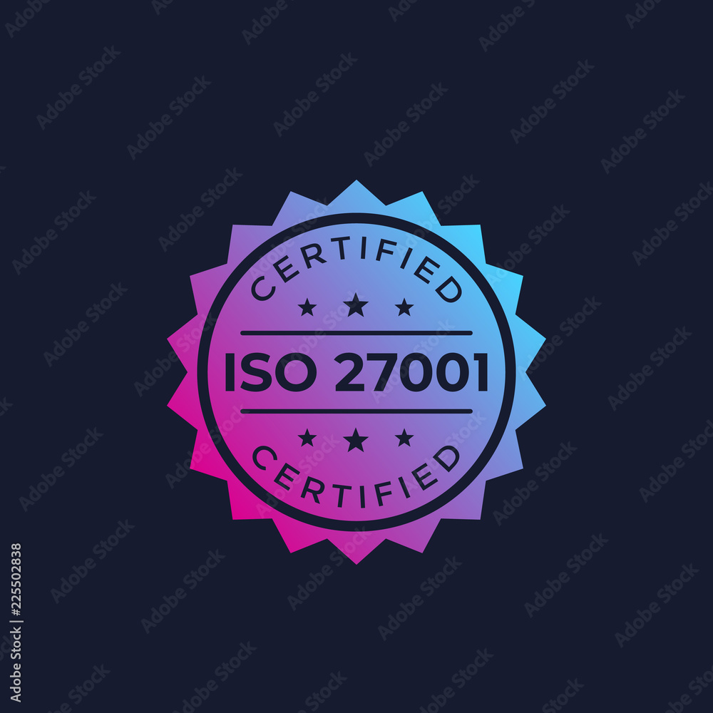 ISO 27001, information security standard, vector label Stock Vector ...