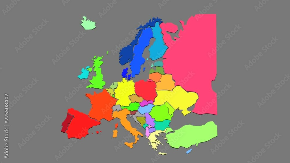 Animated political map of Europe Stock Video | Adobe Stock