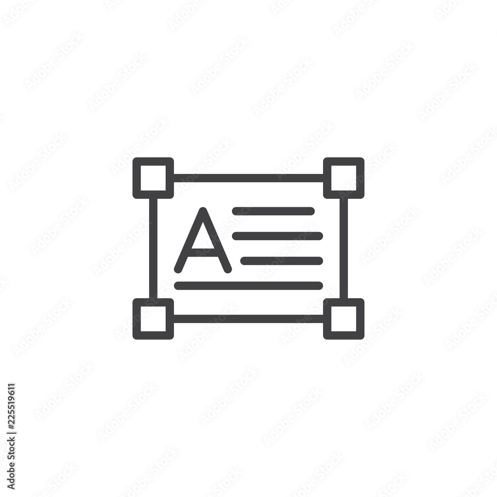 Text box outline icon. linear style sign for mobile concept and web ...