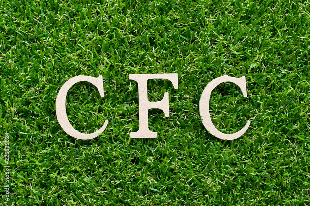 Wood alphabet in word CFC (abbreviation of Chlorofluorocarbon)on ...