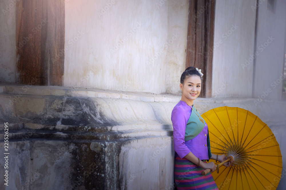 Thai Woman In Traditional Costume Of north Thailand vintage style ...