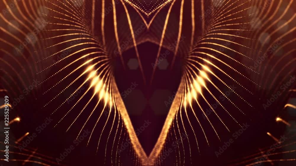 Vidéo Stock 3d loop sci-fi animation with glow particles form rolling strings structures ...