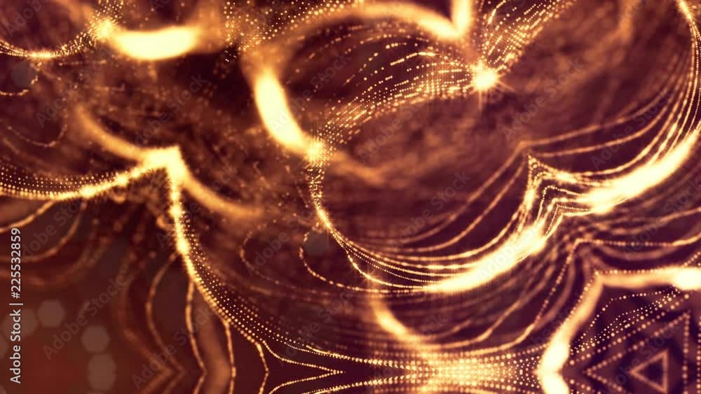 Vidéo Stock 3d render of loop sci-fi animation with glow particles form rolling rings structures ...