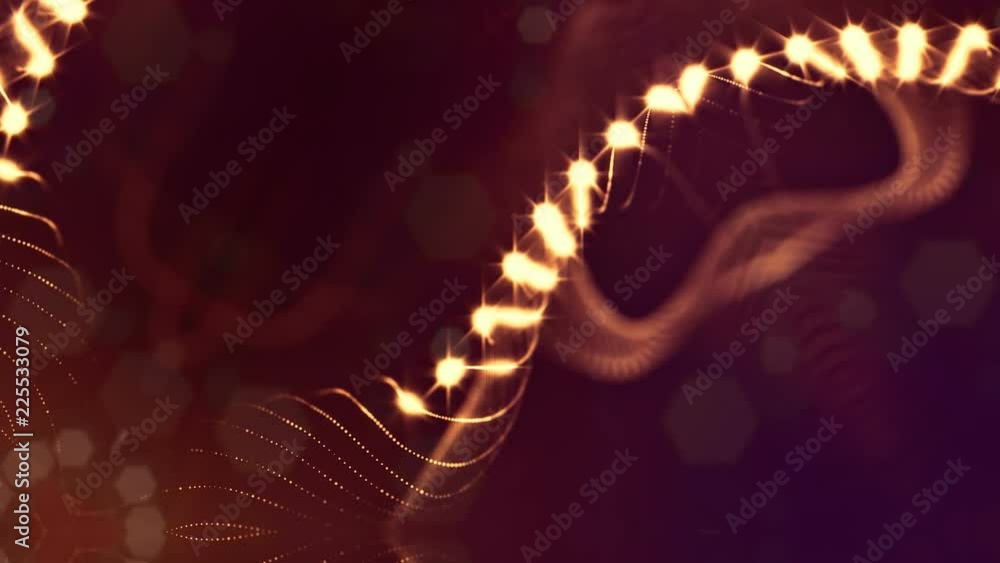 3d loop sci-fi animation with glow particles form rolling strings structures. Seamless footage ...