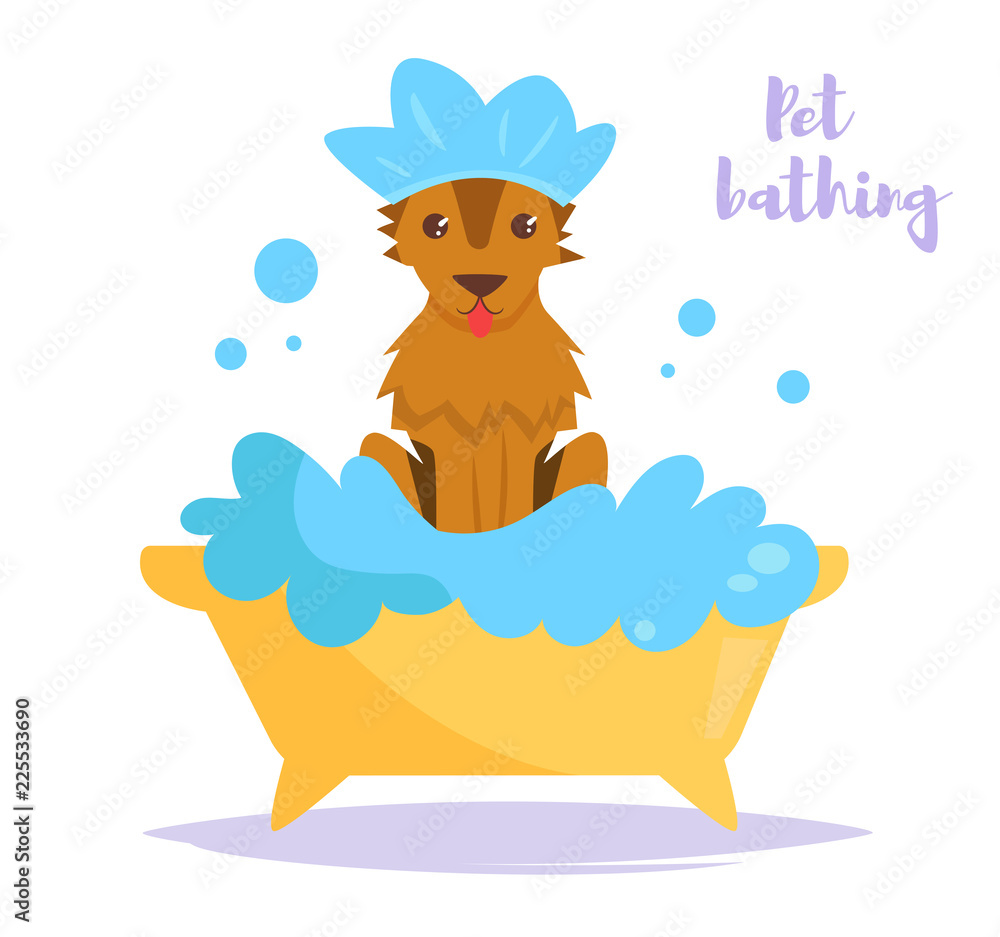 Animal bath Vector. Cartoon. Isolated art Dog Clean Stock Vector ...