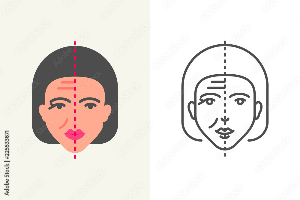 Facelifting procedure icon flat and outline style Stock Vector | Adobe ...