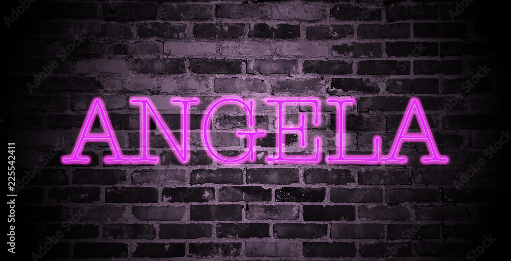first name Angela in pink neon on brick wall Stock Illustration | Adobe ...