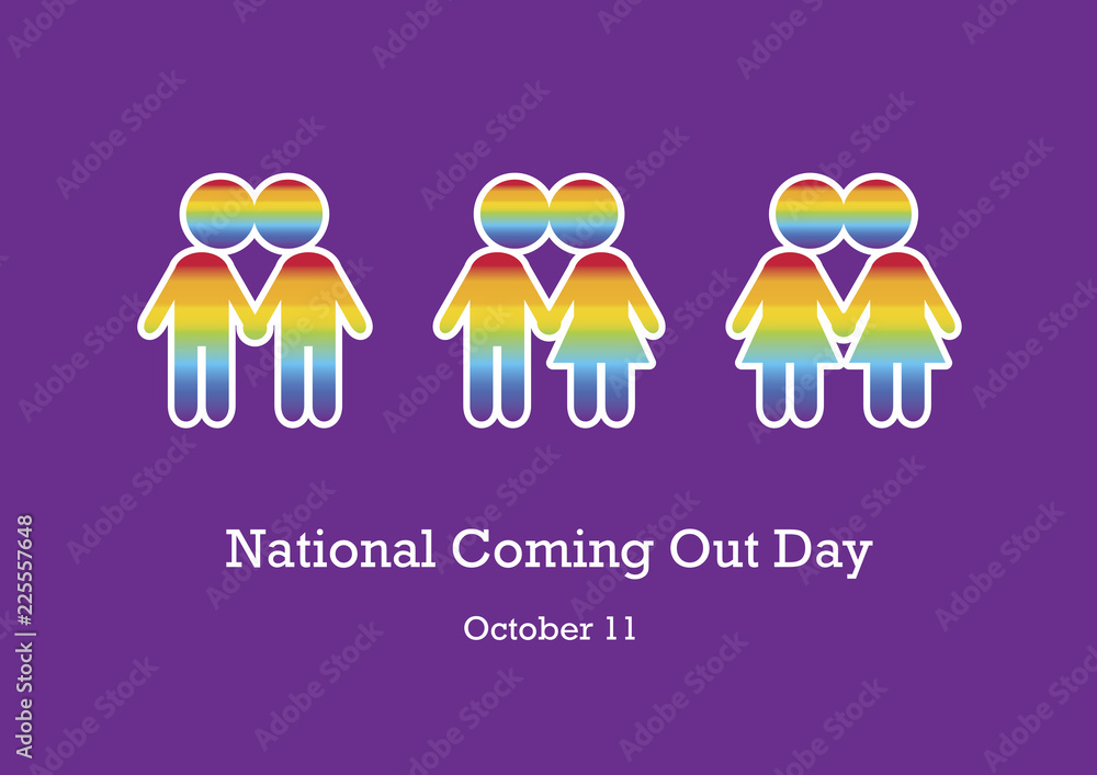 National Coming Out Day vector. Gay and lesbian rights. Kissing figures ...