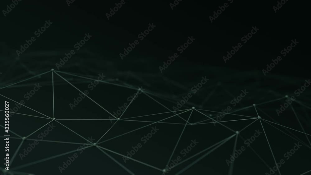 Abstract background with animation of waving and vibrating network ...