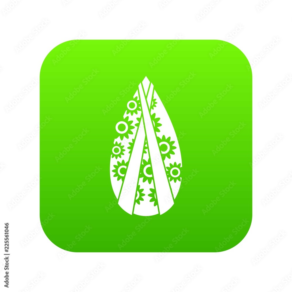 Memorial wreath icon digital green for any design isolated on white ...