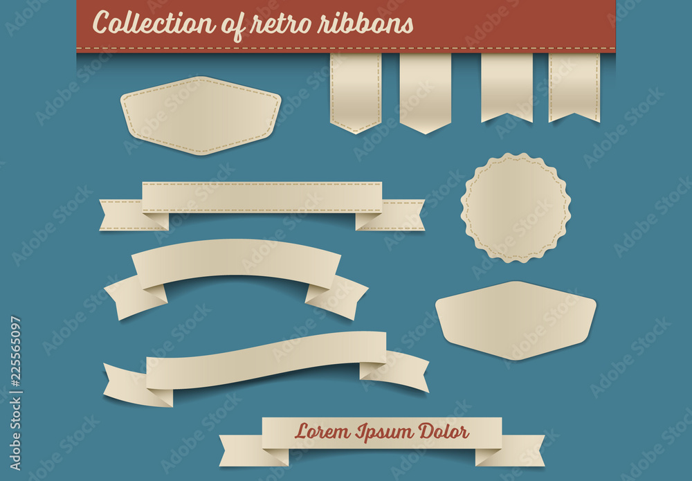 Retro Ribbon and Badge Set Stock Template | Adobe Stock