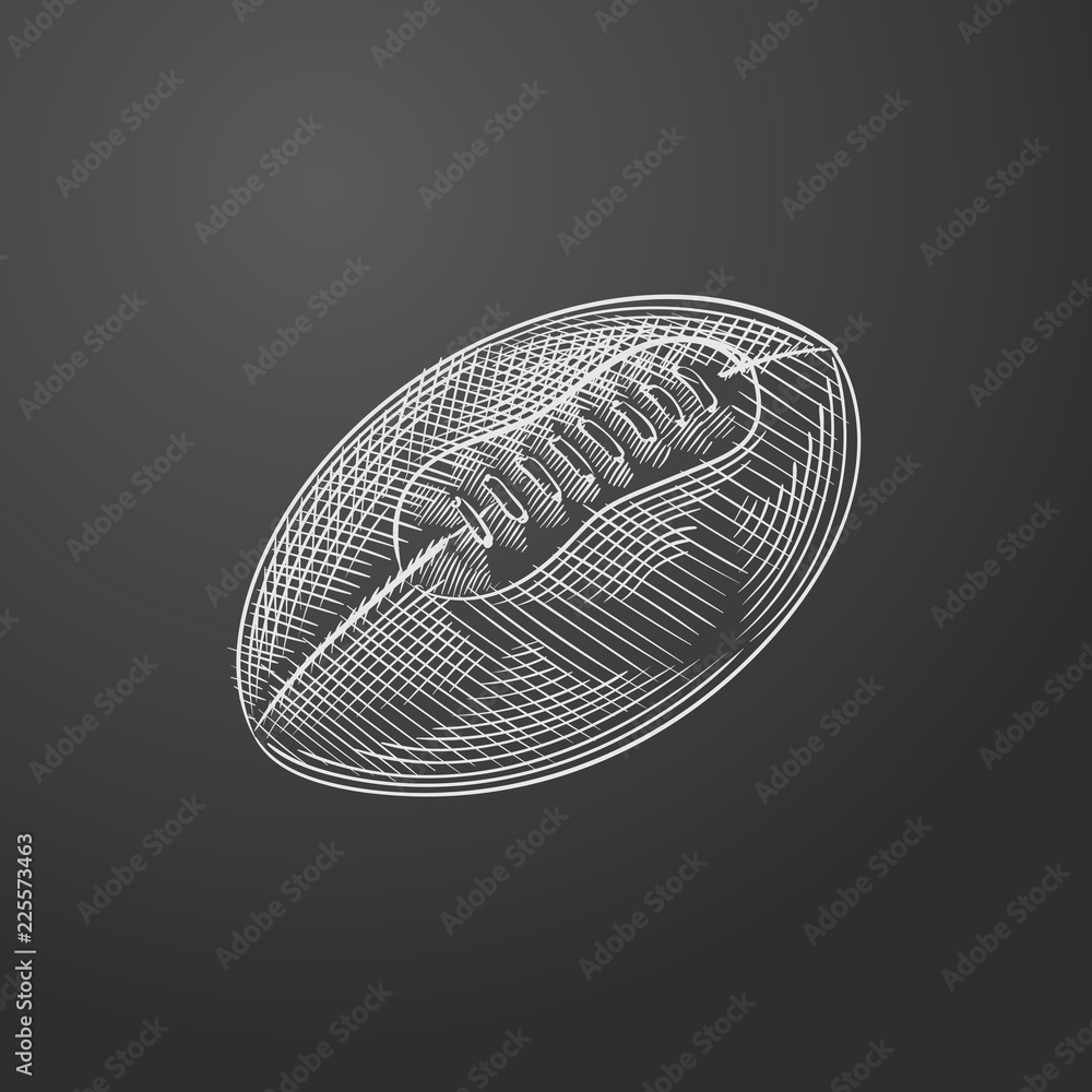 Hand Drawn American Footballl Ball Sketch Symbol isolated on chalkboard ...