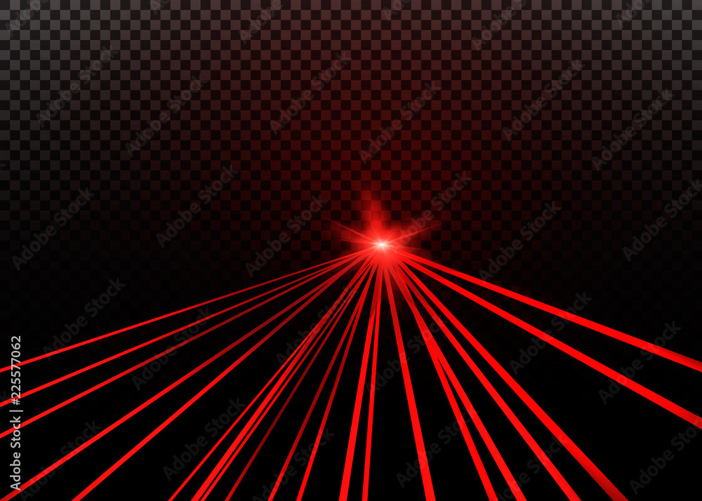 Abstract red laser beam. Transparent isolated on black background ...