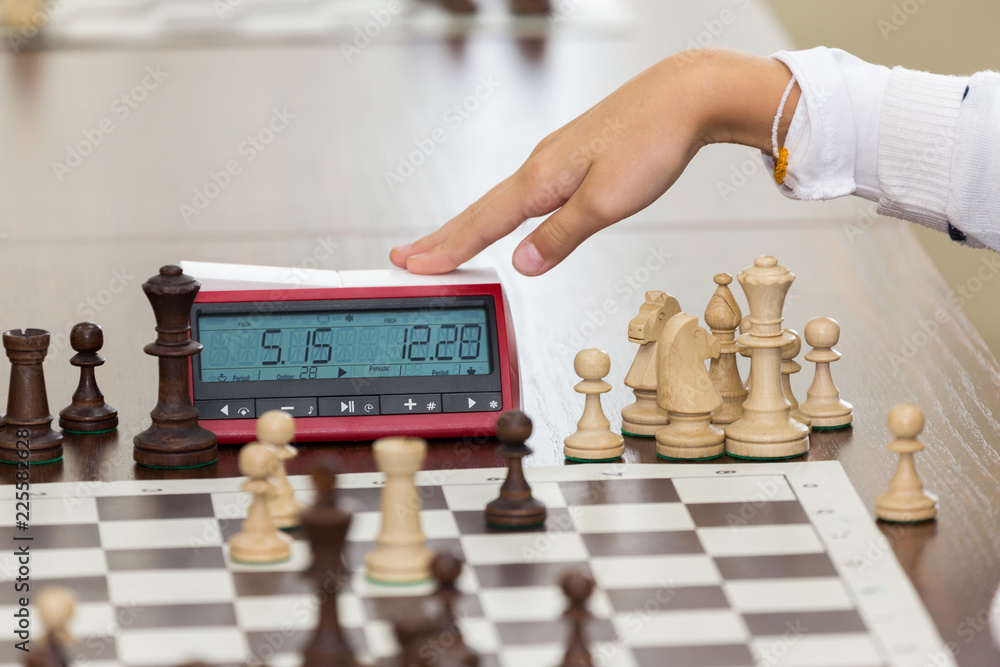 Chess tournament with digital chess clock Stock Photo | Adobe Stock