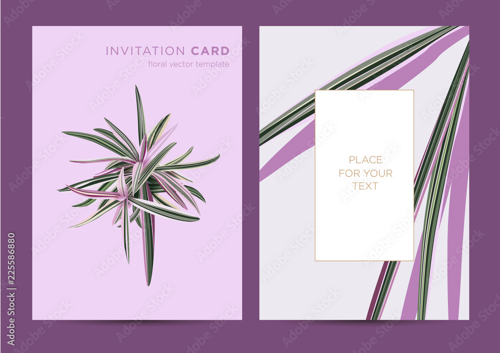 Wedding invitation card in the botanical style with place for text ...