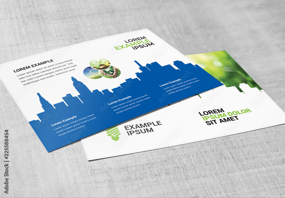 Environmental Postcard Layout with Skyline Illustration Stock Template ...