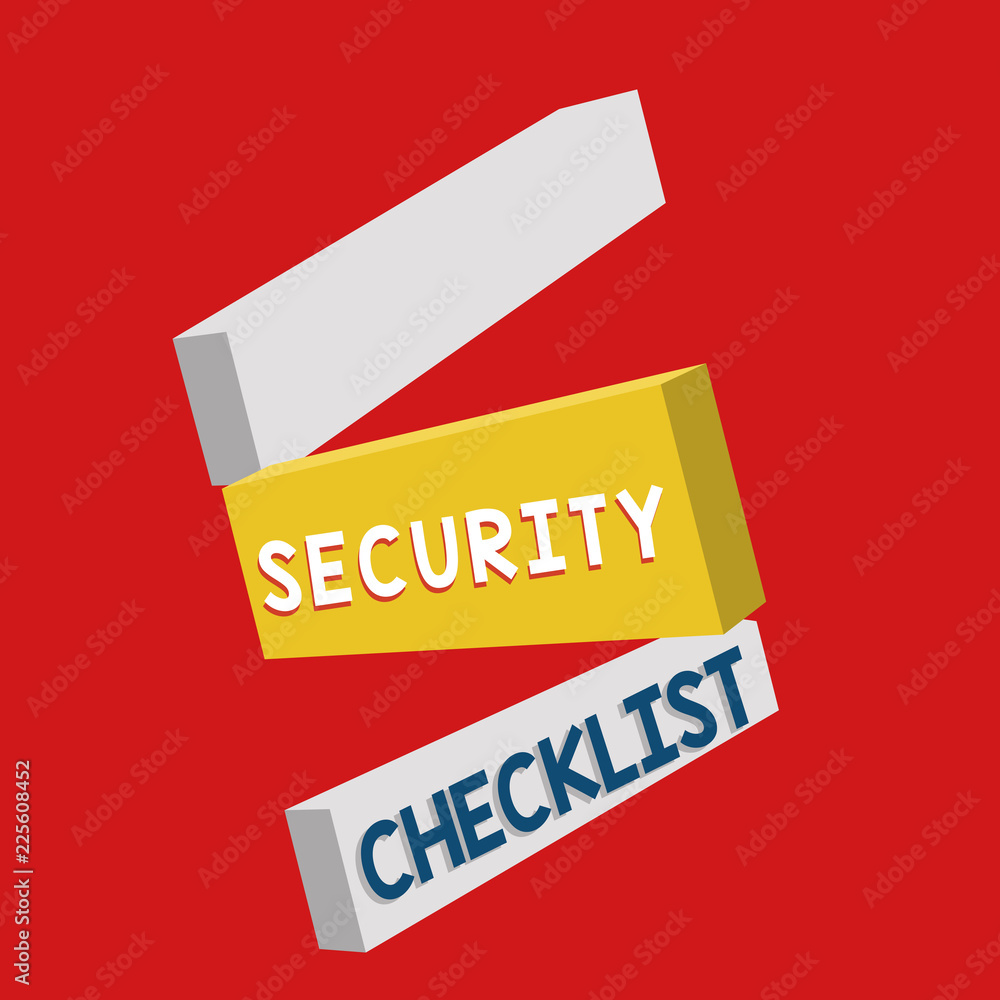 Writing note showing Security Checklist. Business photo showcasing ...
