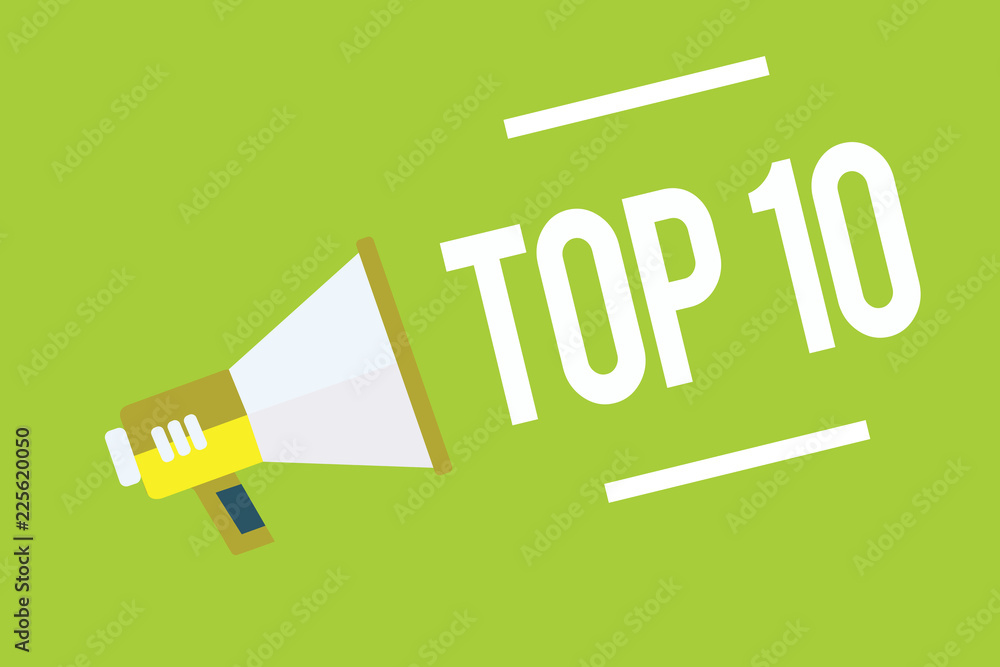 Conceptual hand writing showing Top 10. Business photo showcasing List ...