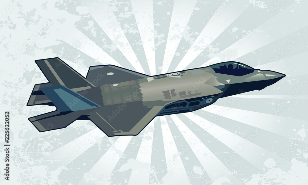 Stealth Multi Role Fighter Jet Vector Illustration Stock Vector | Adobe ...