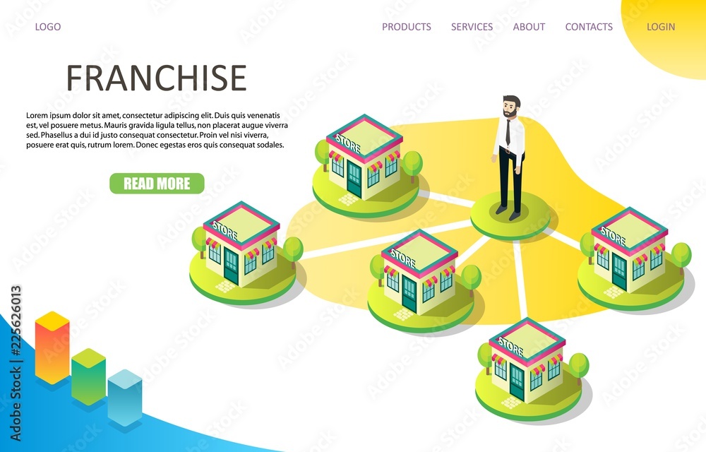 Franchise business landing page website vector template Stock Vector ...