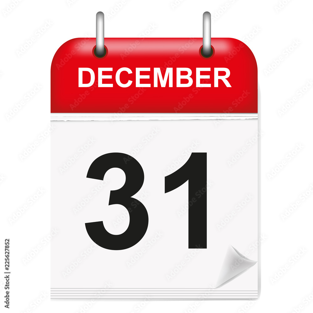 Daily calendar december 31, new years eve. Stock Vector | Adobe Stock