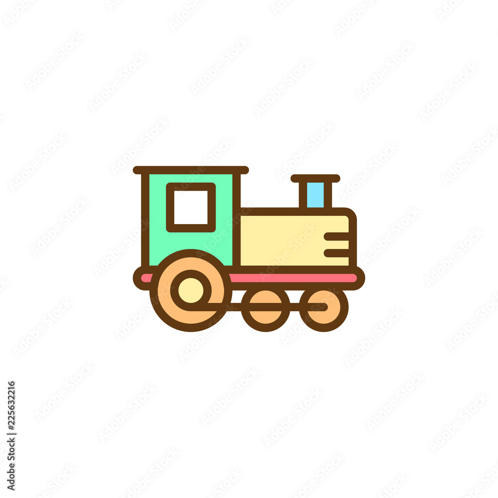 Train toy filled outline icon, line vector sign, linear colorful ...
