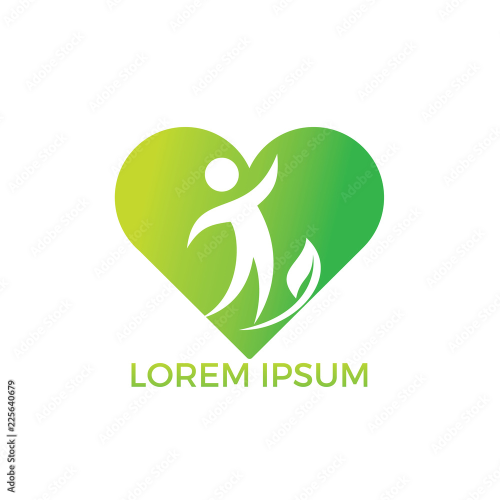 Human Health logo design. Healthcare heart shape vector logo concept ...