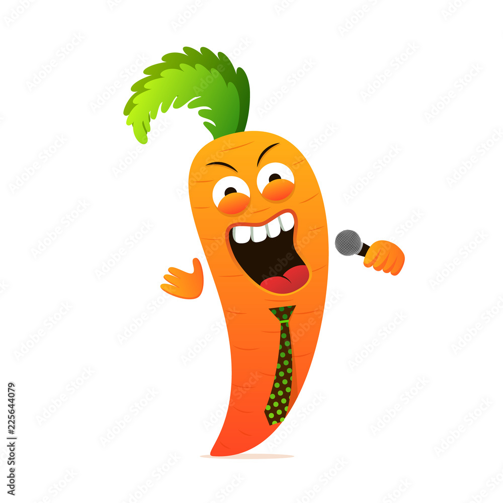 Carrot singer character. Comic funny host, stand up. Vector ...