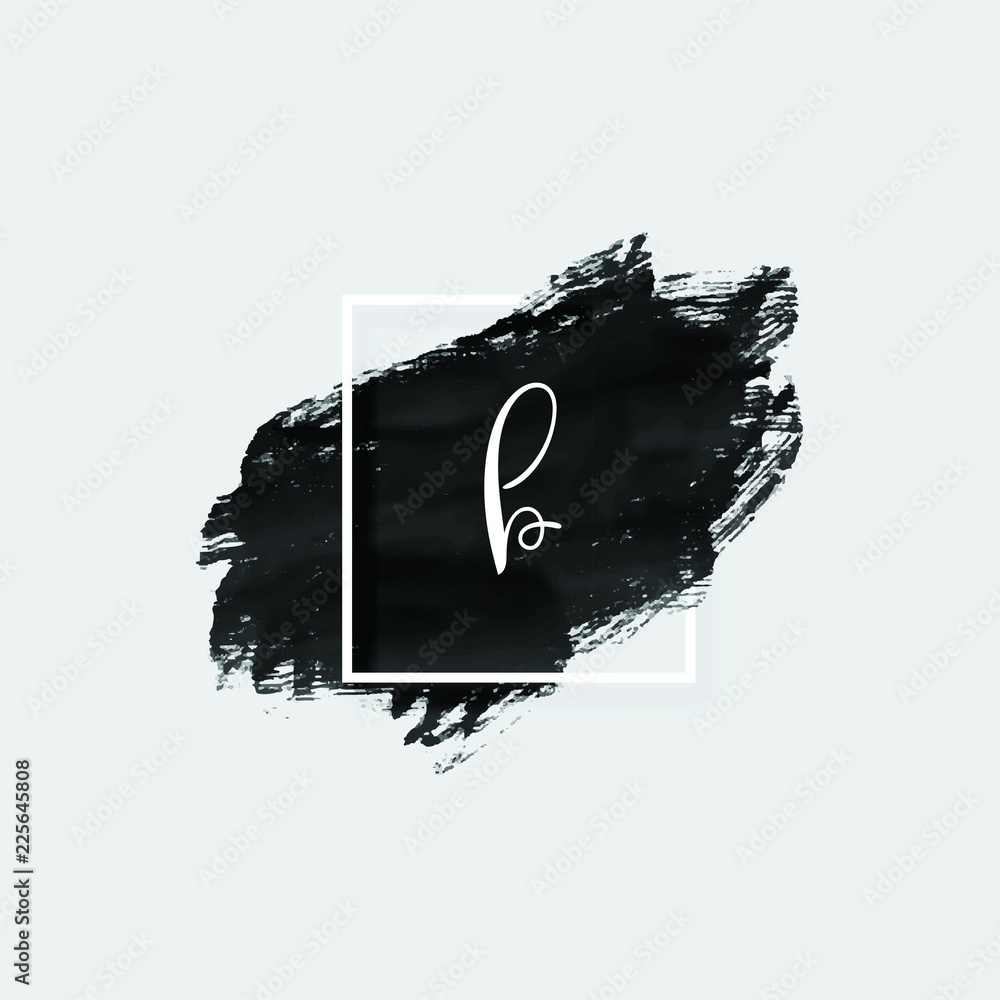 Hand Drawn Letter B Logo Design Using Brush Stroke in Black and White ...