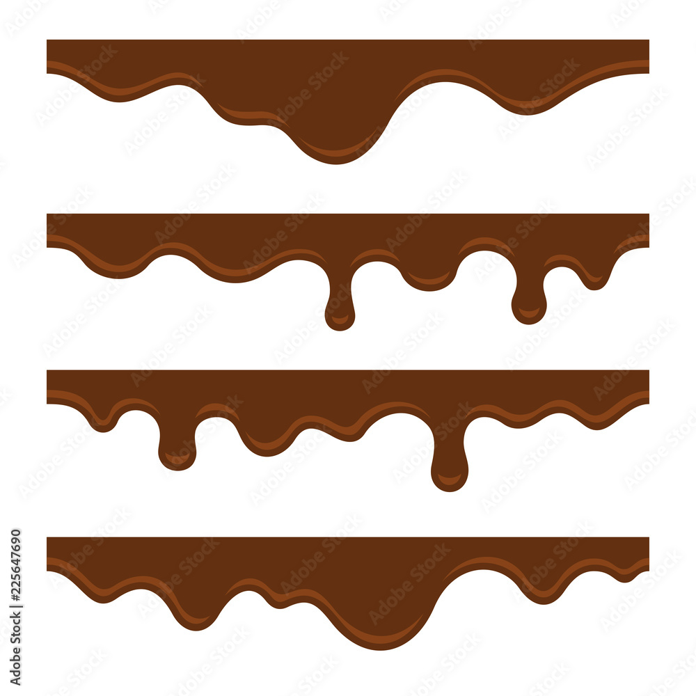 Melted Milk Chocolate Seamless Border Set. Vector Stock Vector | Adobe ...
