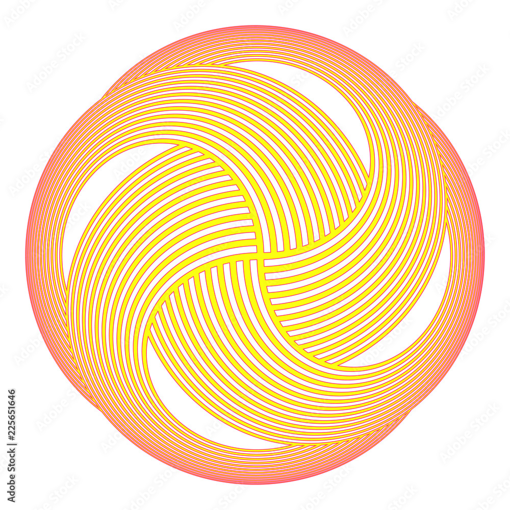 four interlocking waves symbol in yellow red on white Stock Vector ...