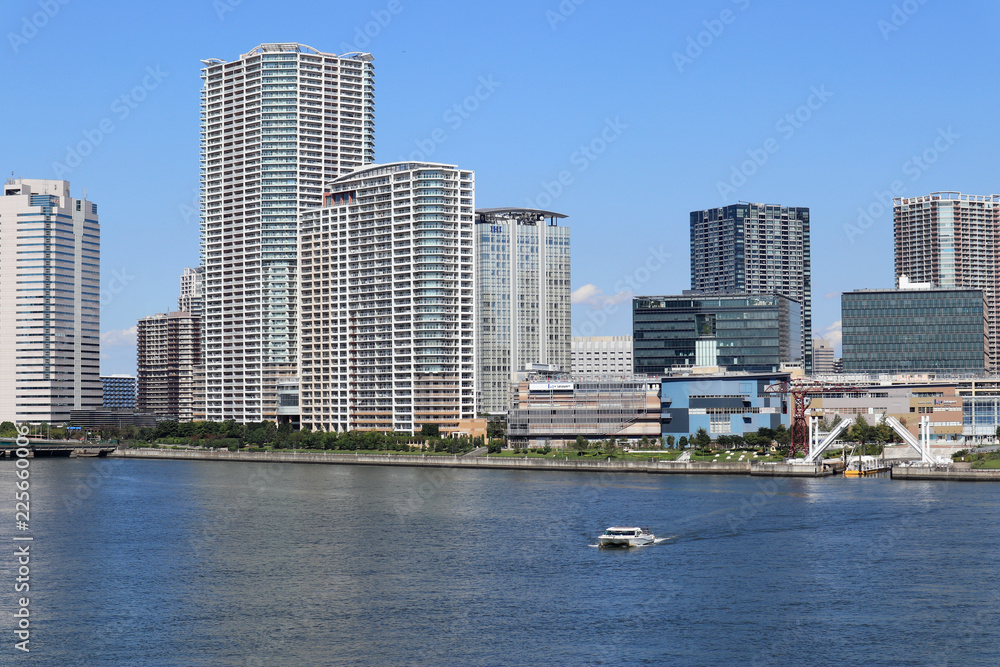 High-rise Tower Mansions Buildings and Waterway, At Toyosu, Tokyo Stock ...