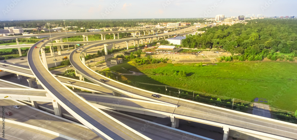 Foto de Panorama horizontal aerial view massive highway intersection ...