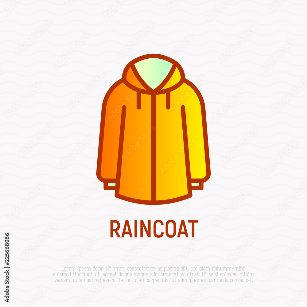 Raincoat thin line icon. Modern vector illustration of waterproof ...