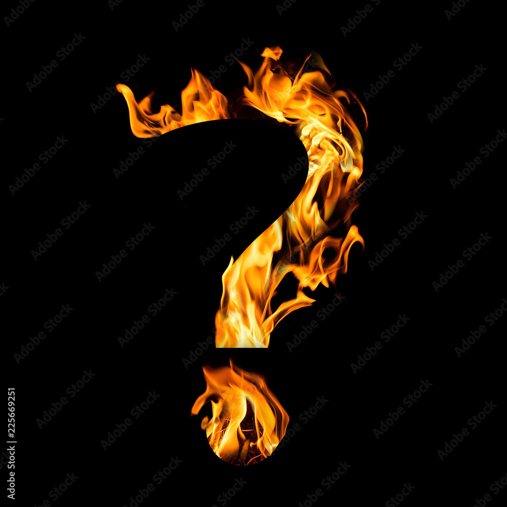 Burning flame question mark Stock Photo | Adobe Stock