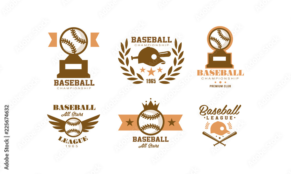 Baseball logo set, retro emblem for baseball championship, sports team ...