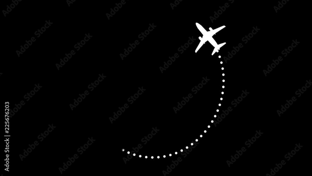 Seamless, Minimalistic Animation Of Airplane. Black And White. High ...