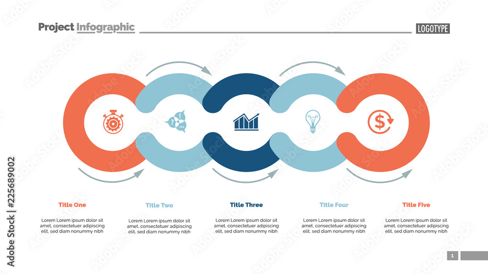 Cycle diagram with five elements. Circular infographics, process chart ...