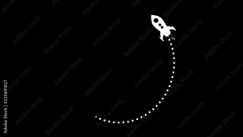 Seamless, Minimalistic Animation Of Retro Rocket Ship. Black And White ...
