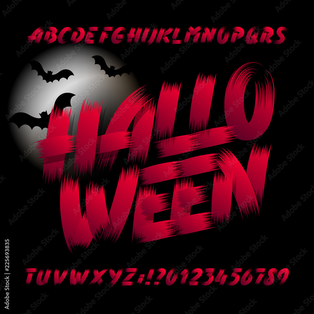 Halloween alphabet font. Brush stroke letters, numbers and symbols ...