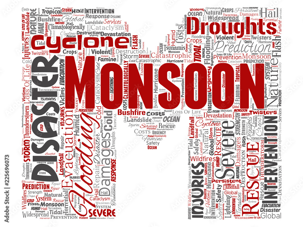 Vector conceptual monsoon dangerous weather letter font M red ...