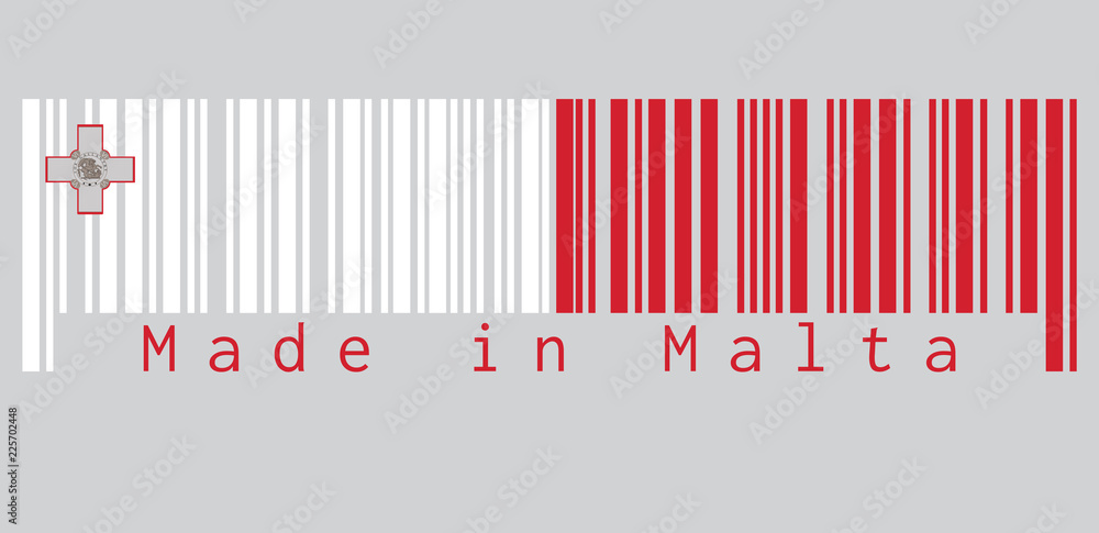 Barcode set the color of Malta flag, A vertical of white and red with ...